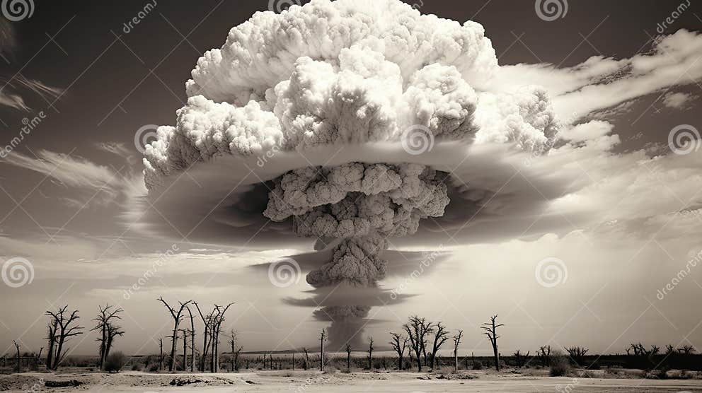 Devastation Atomic Bomb Cloud Stock Illustration - Illustration of ...