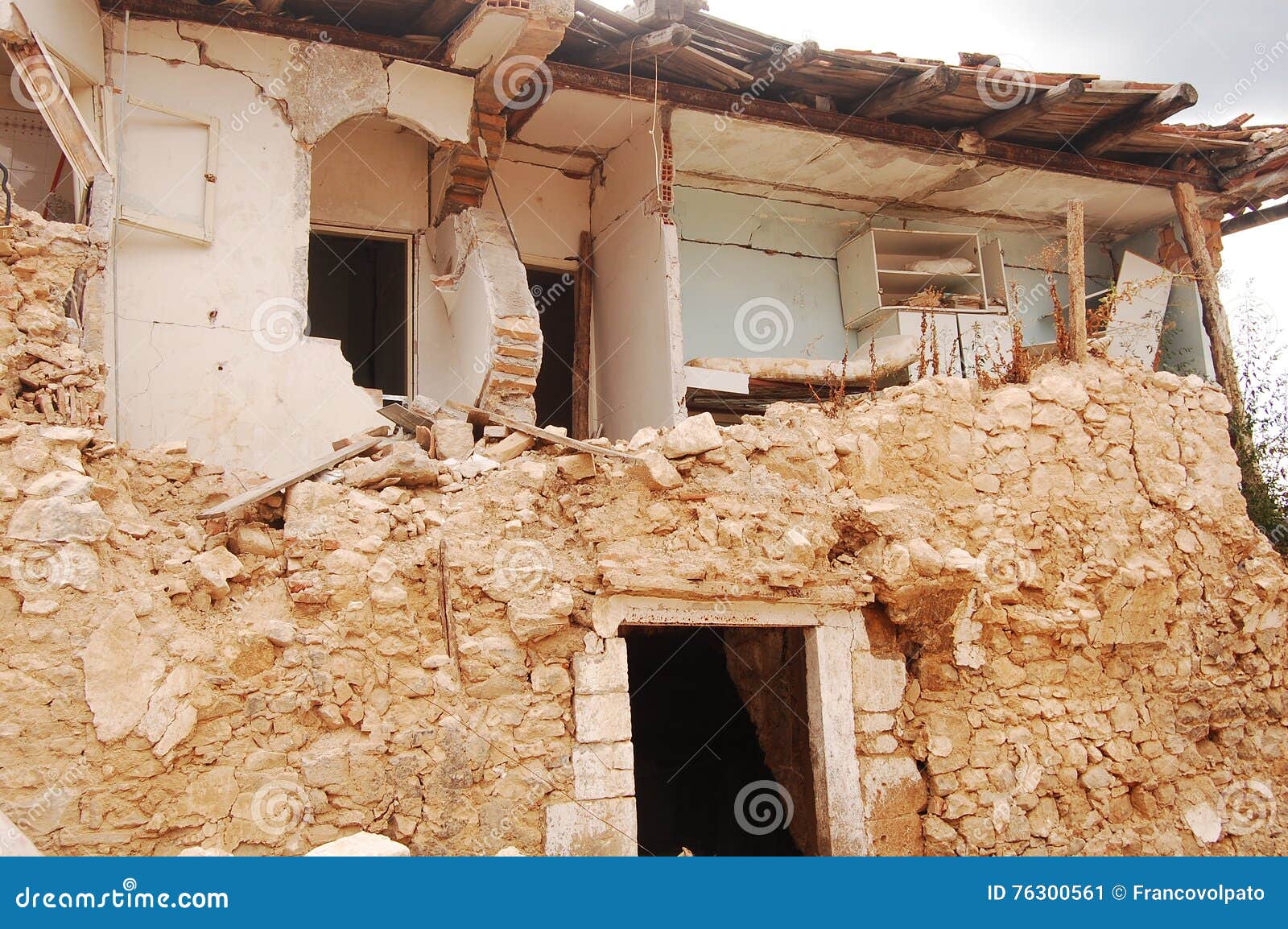 The Devastation Caused by the Earthquake Stock Image - Image of ...