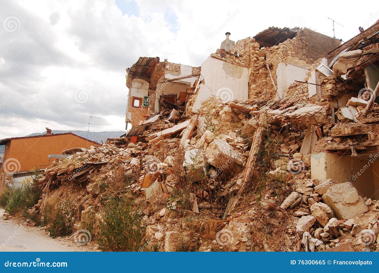 The Devastation Caused by the Earthquake Stock Image - Image of ...