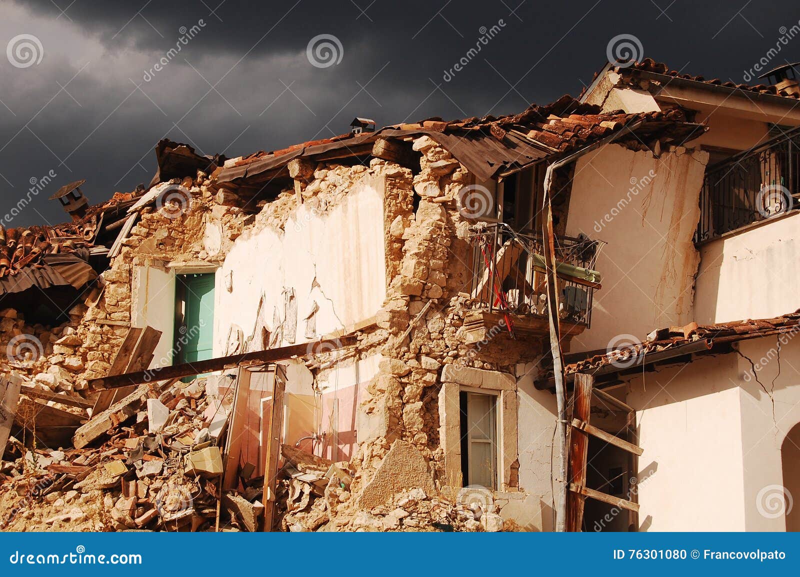 The Devastation Caused by the Earthquake Stock Photo - Image of ...