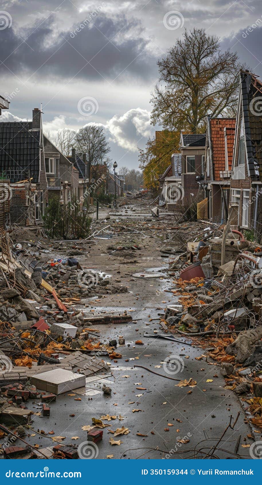 Devastation in the Netherlands a Realistic View of a Suburban Street ...
