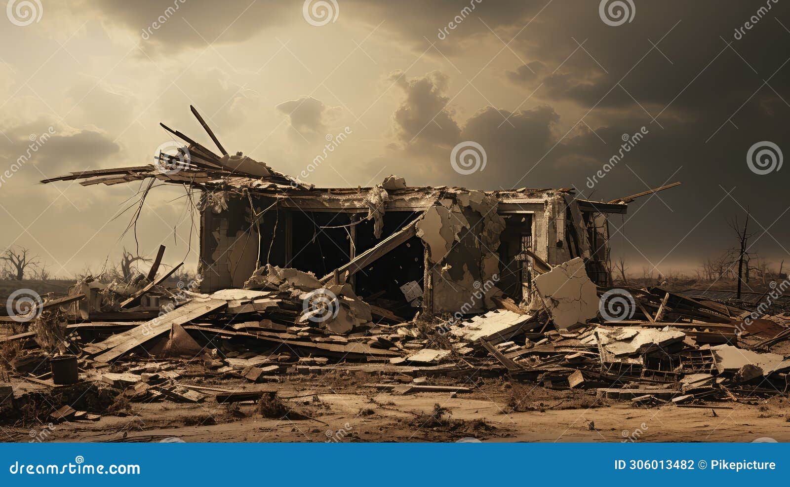Devastation Tornado Damage Building Stock Illustration - Illustration ...
