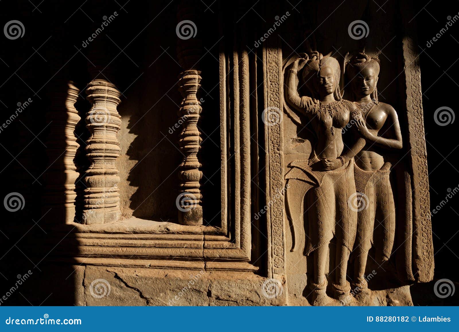 Devata Carvings in Angkor Wat Stock Photo - Image of architecture ...