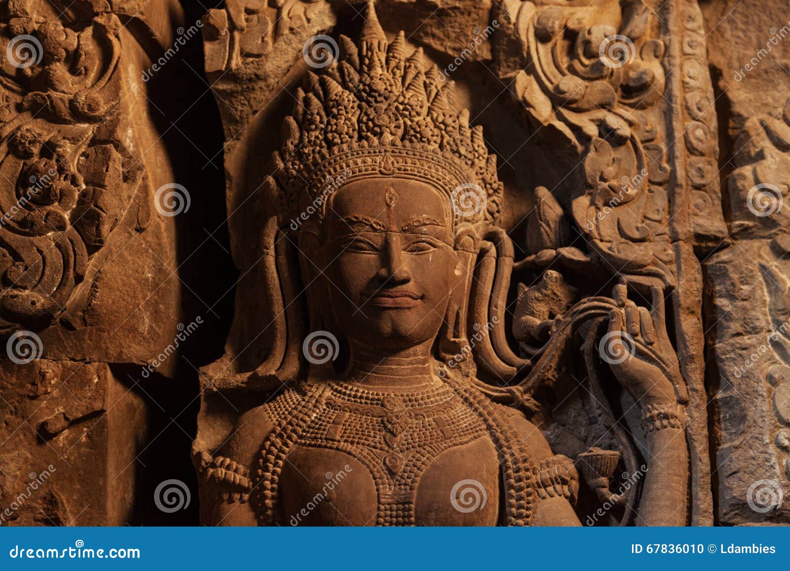 Devata statue stock photo. Image of cambodia, asia, sandstone - 67836010