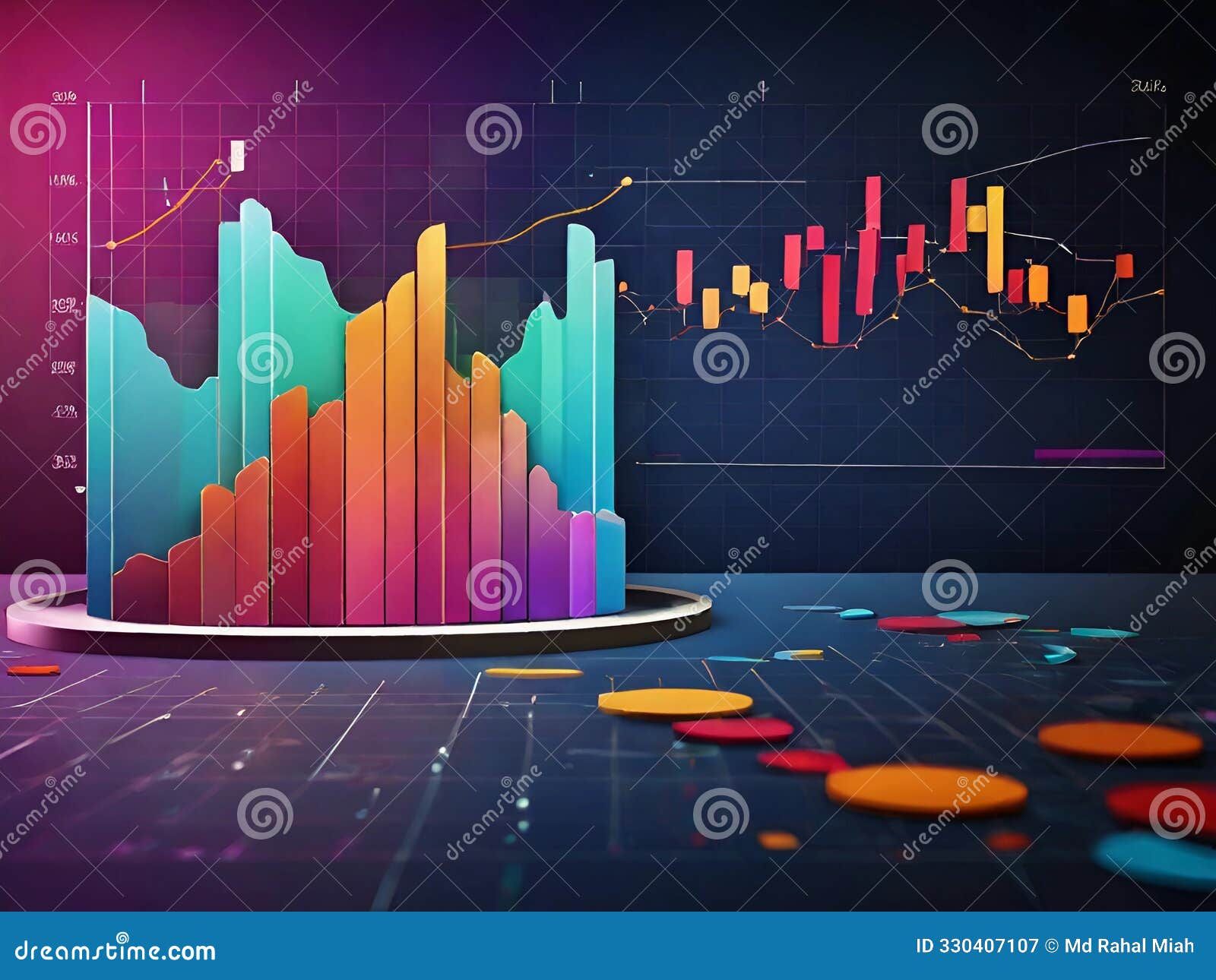 Dynamic Charts and Graphs Illustrating Growth Stock Illustration ...