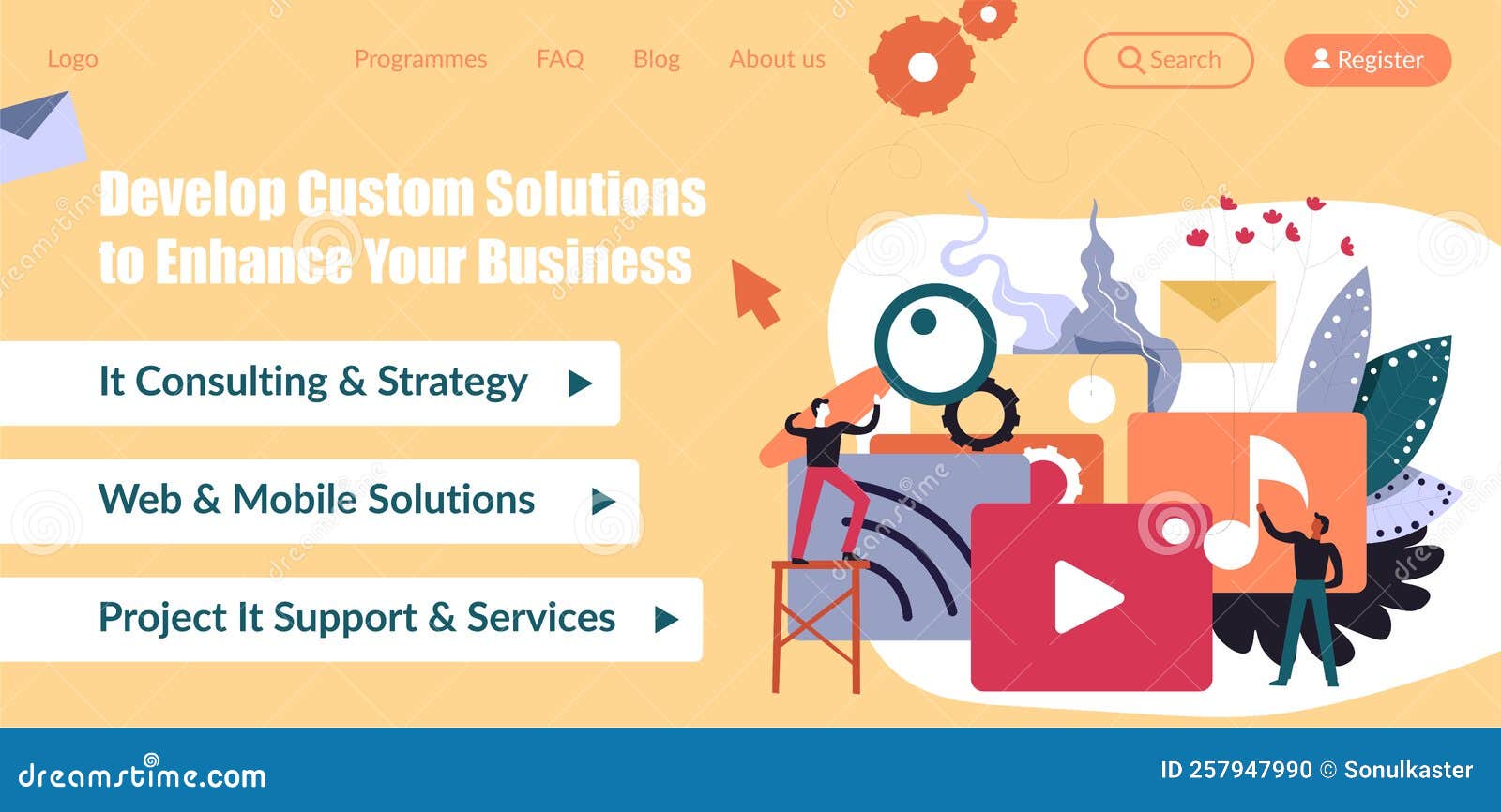 Develop Customer Solutions To Influence Business Stock Vector ...