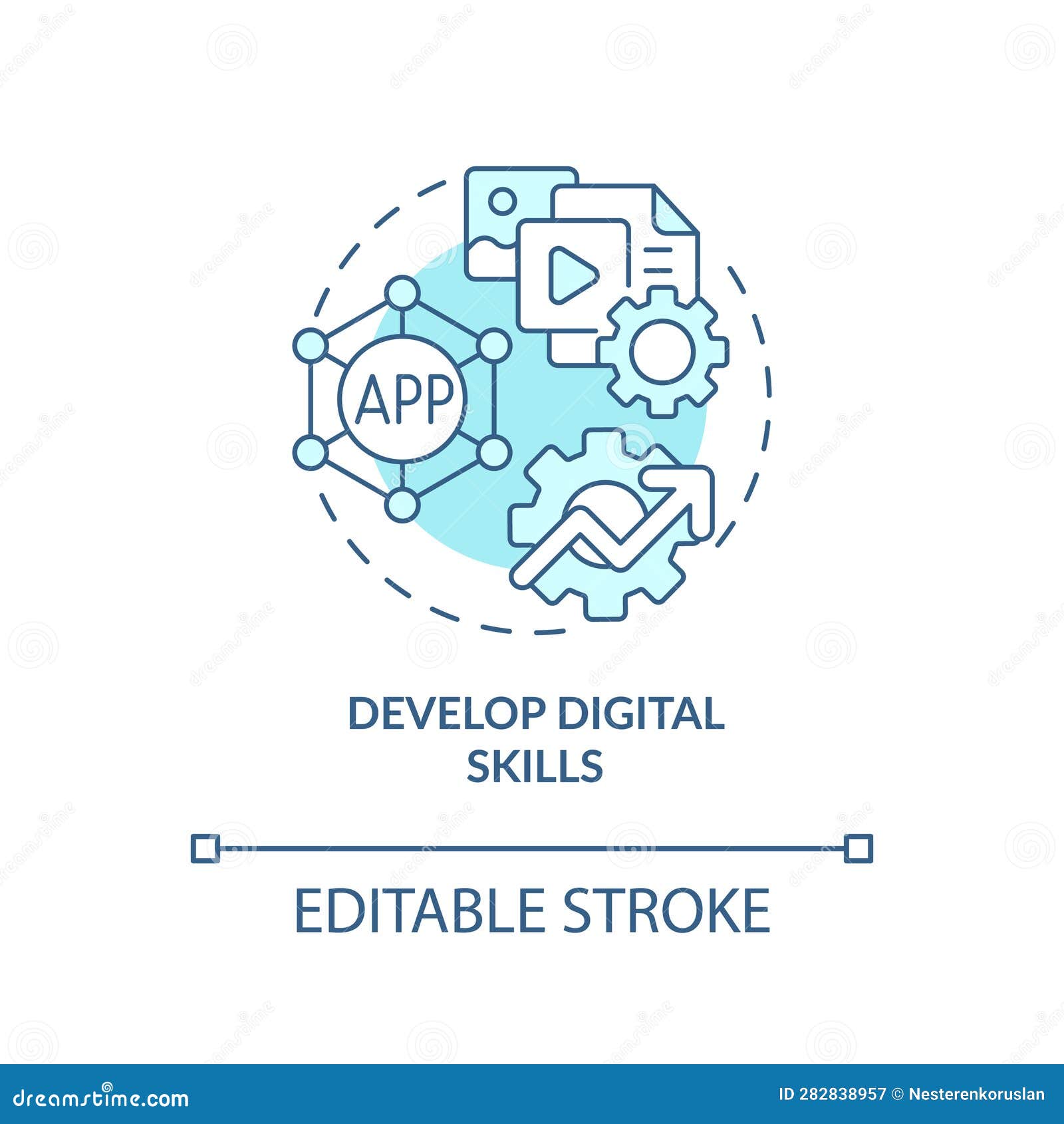 Develop Digital Skills Turquoise Concept Icon Stock Vector ...