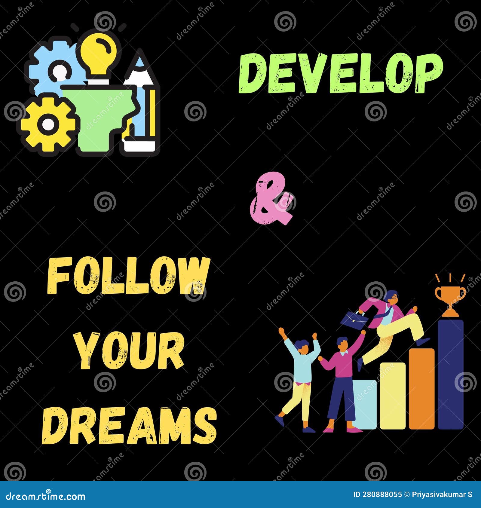 Develop and Follow Your Dreams, Quote - 1 Stock Illustration ...