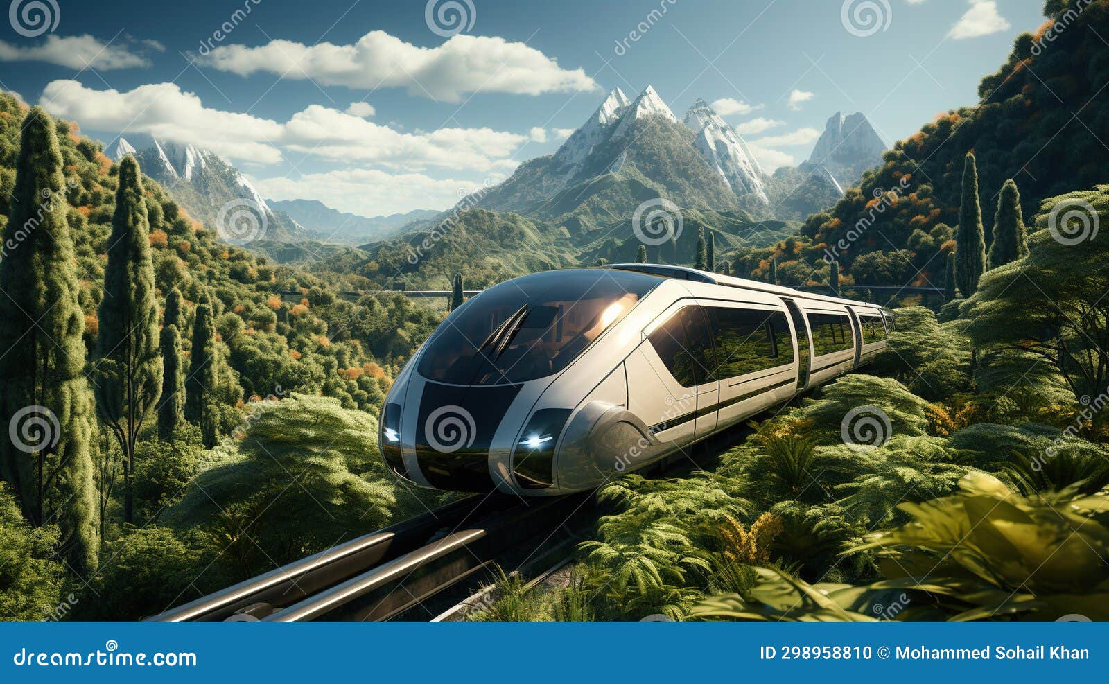 Develop High Speed Bullet Train Travel through Forest Background Stock ...