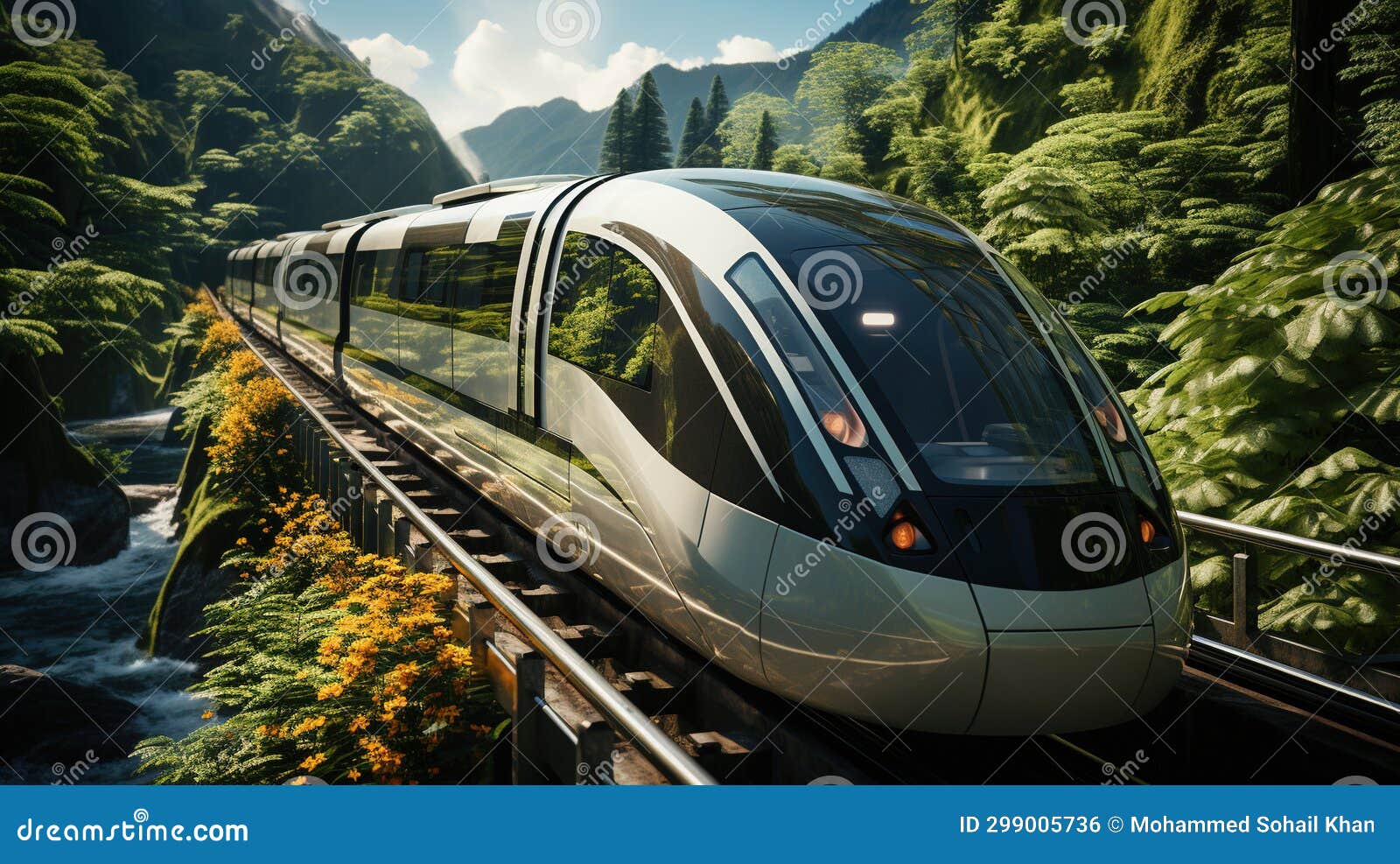 Develop High Speed Bullet Train Travel through Forest Background Stock ...
