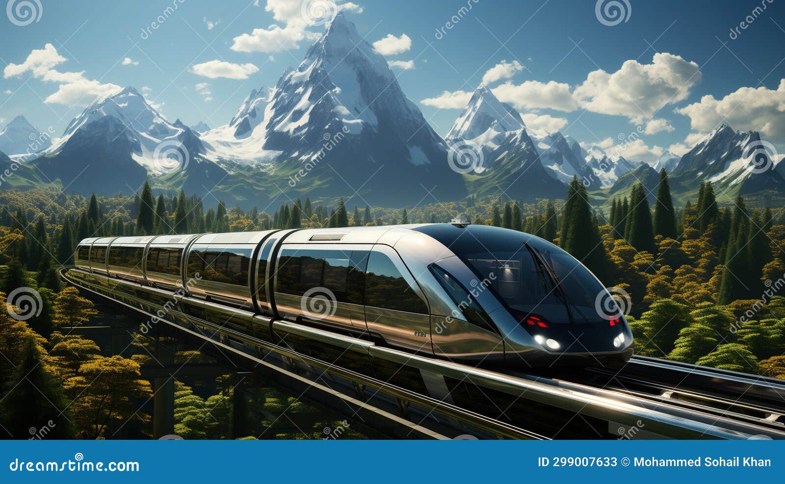 Develop High Speed Bullet Train Travel through Forest Background Stock ...