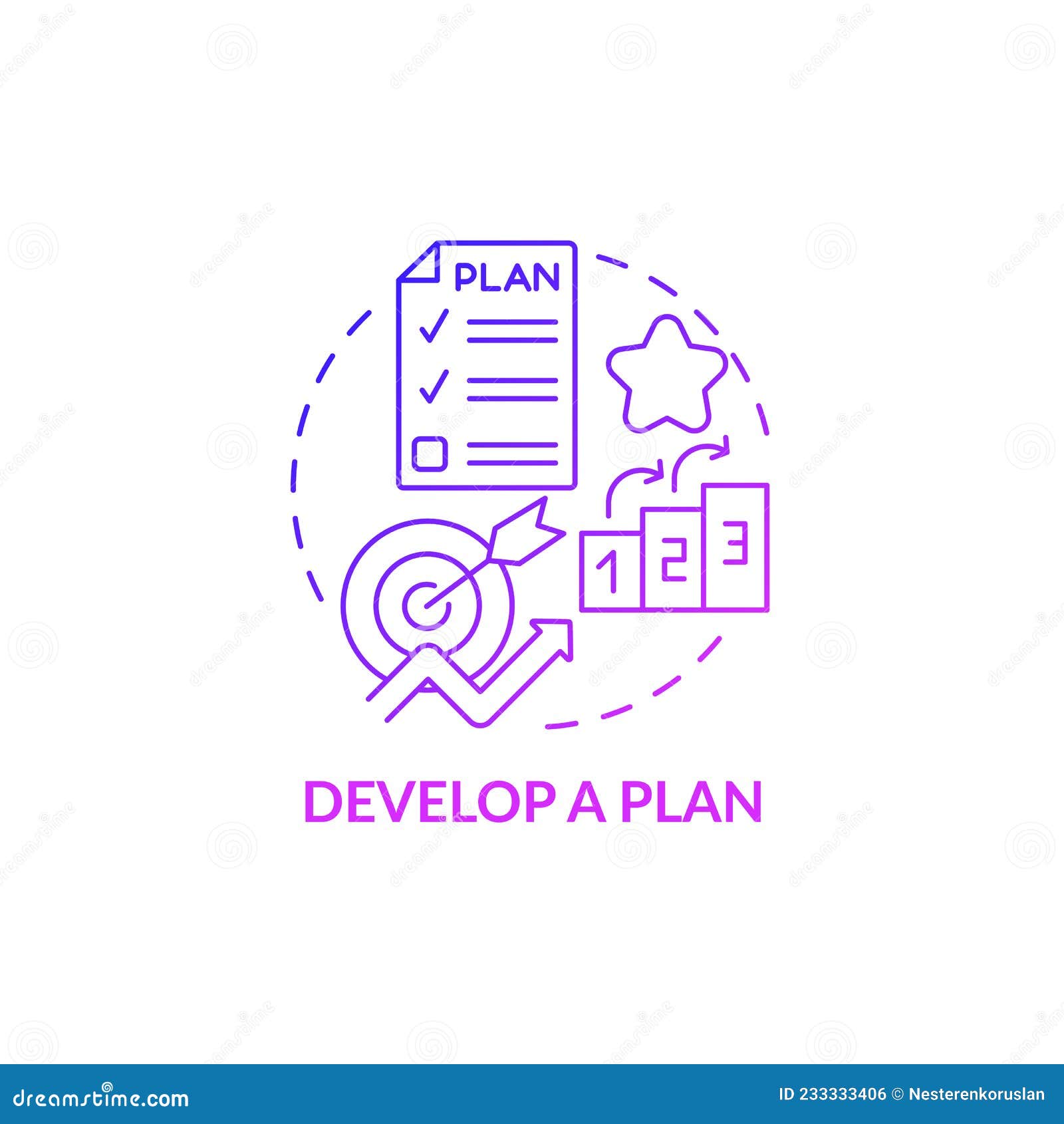 Develop Plan Risk Assessment Blue Gradient Concept Icon Vector Illustration | CartoonDealer.com ...