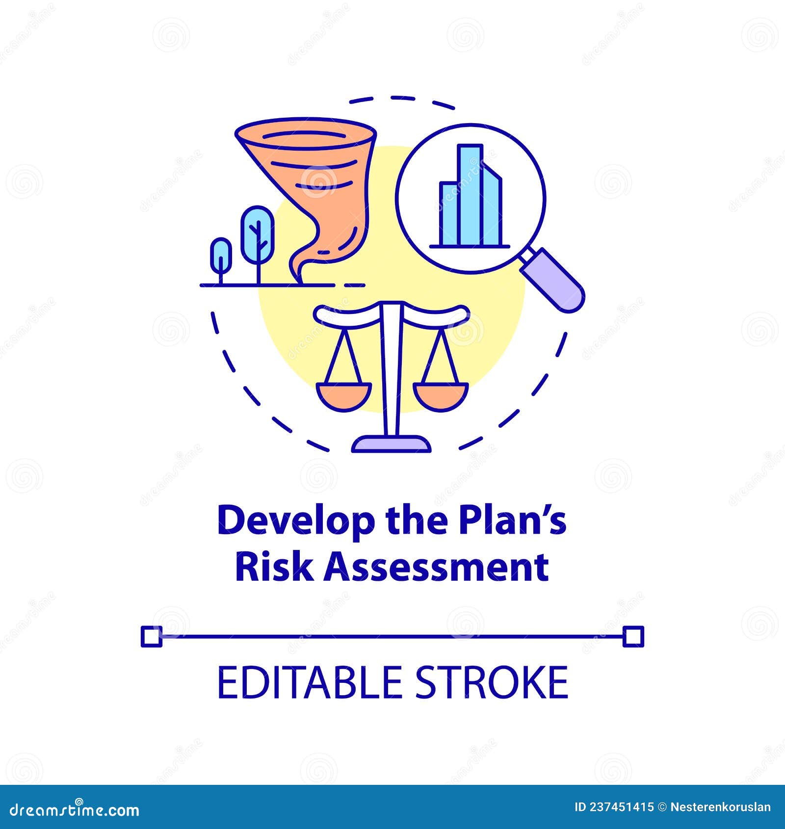 Develop Plan Risk Assessment Blue Gradient Concept Icon Vector ...