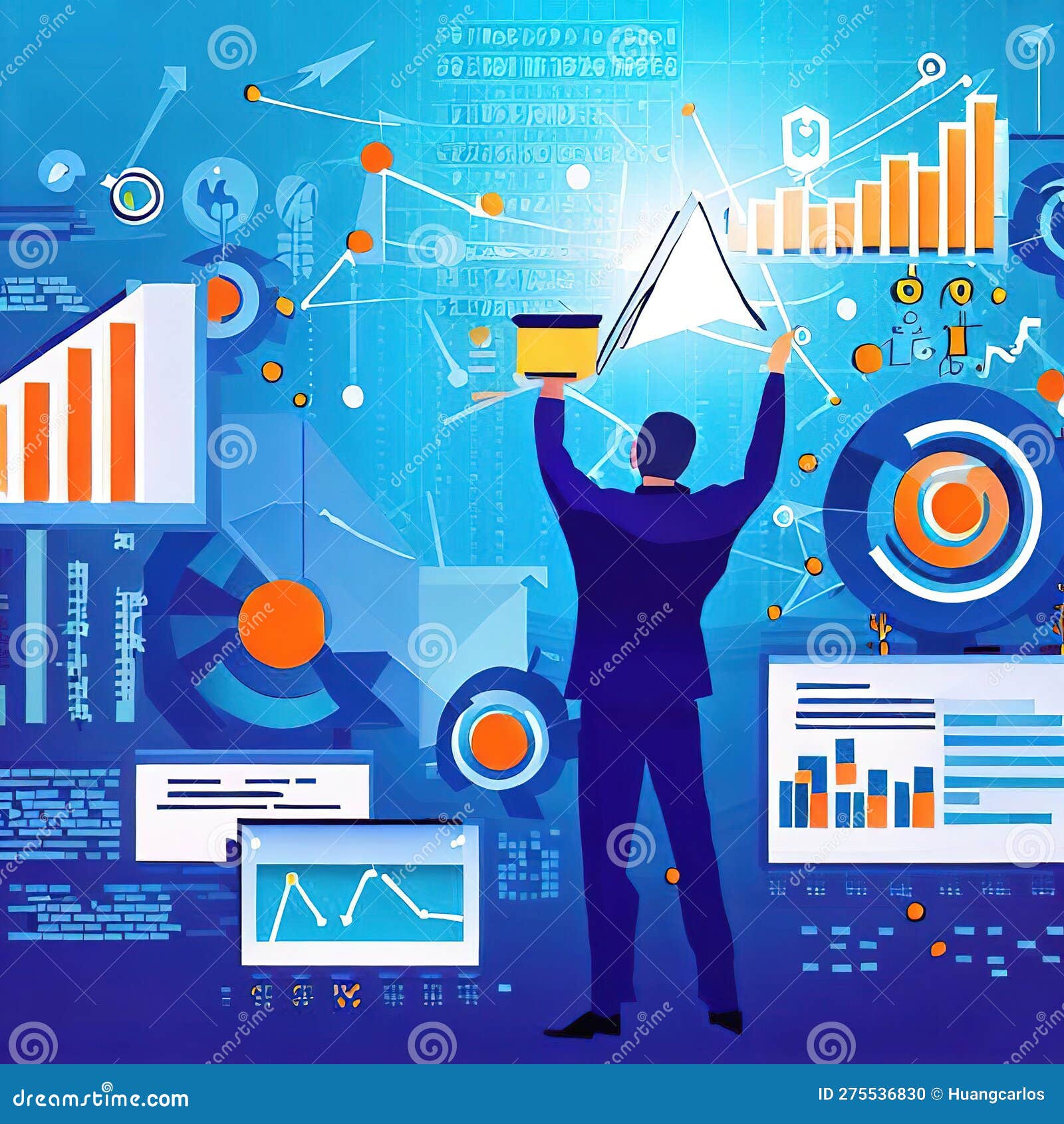 Develop Sales Plans and Achieve Sales Goals,illustration Style,big Data ...