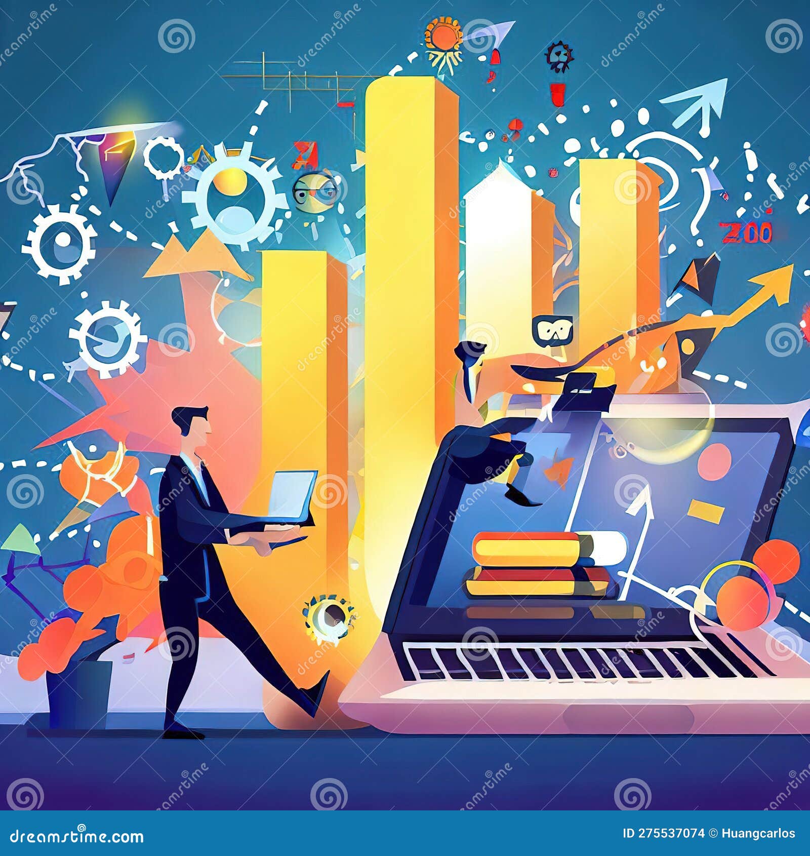 Develop Sales Plans and Achieve Sales Goals,illustration Style,big Data ...