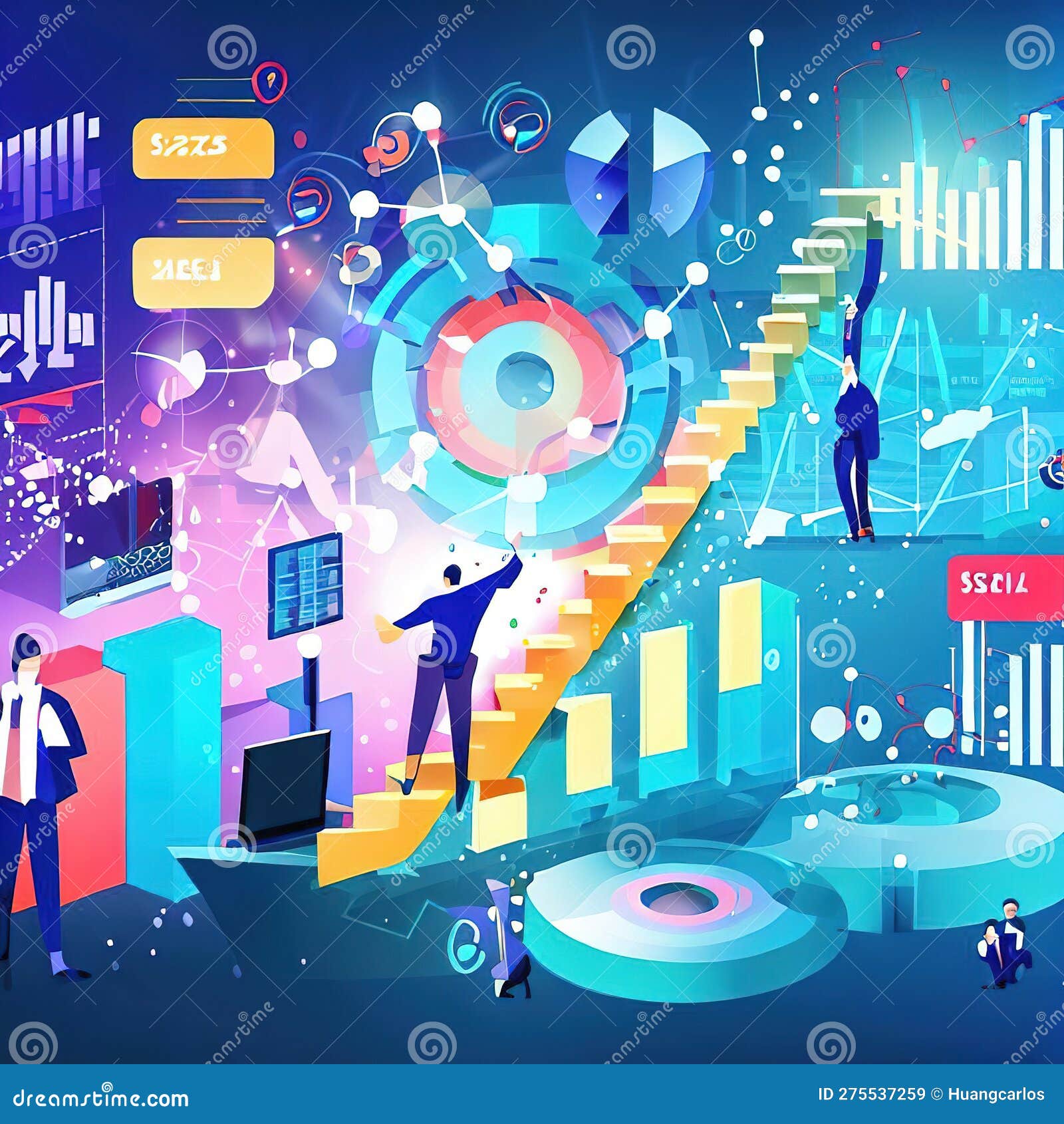 Develop Sales Plans and Achieve Sales Goals,illustration Style,big Data ...