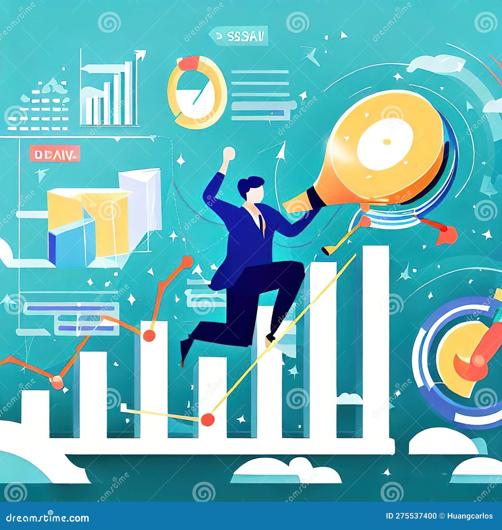 Develop Sales Plans and Achieve Sales Goals,illustration Style,big Data ...