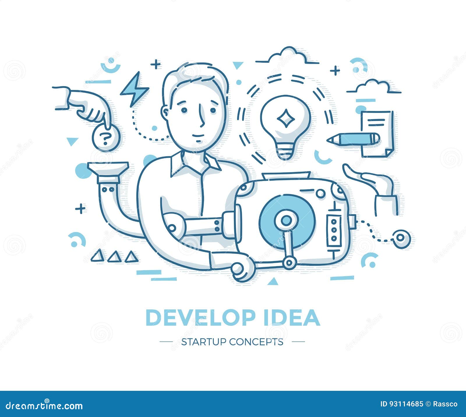 Develop Startup Idea stock vector. Illustration of inspiration - 93114685