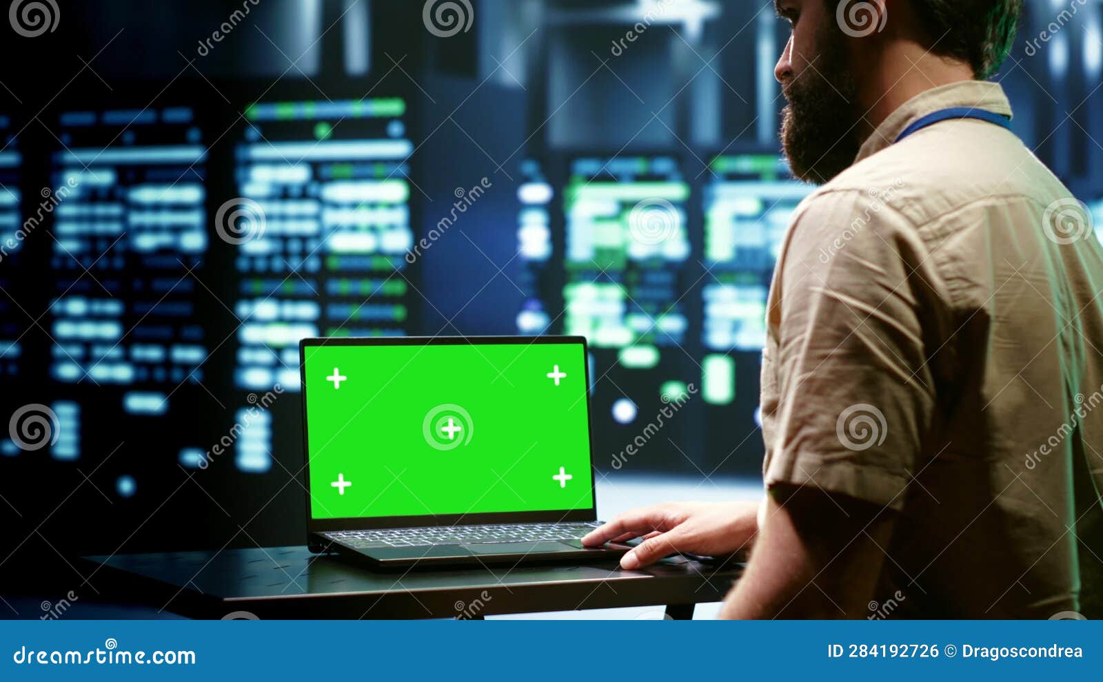 It Developer Using Mock Up Laptop Stock Footage - Video of server, network: 284192726