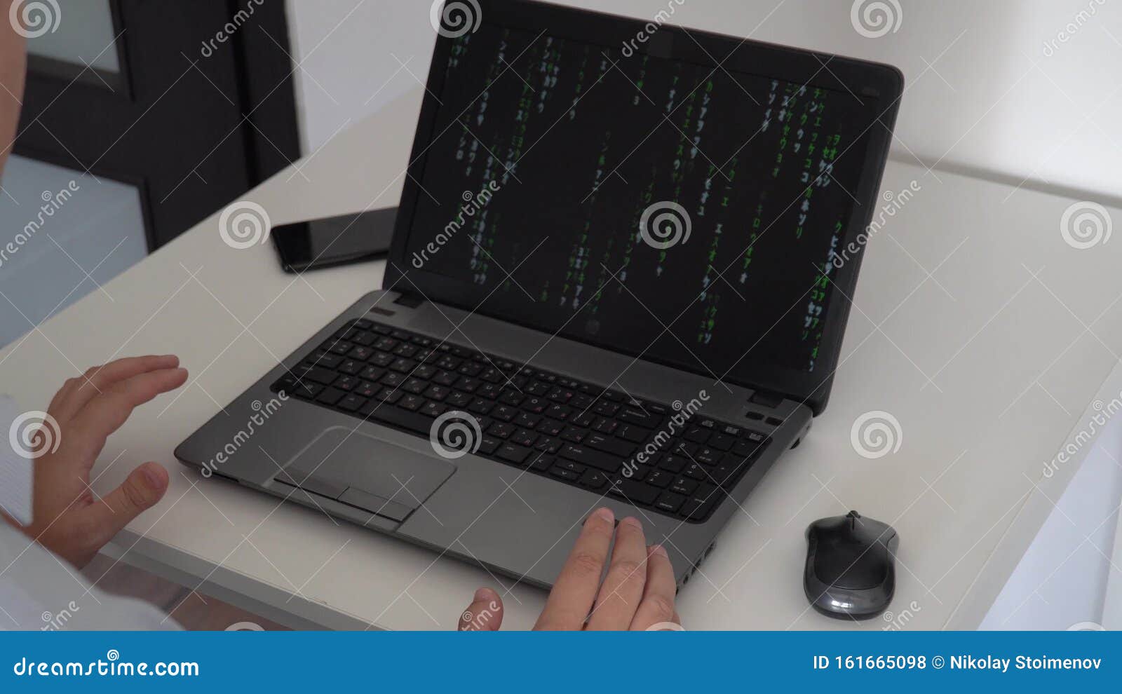 Hacker Coding Interrupted by a Code Rain Stock Footage - Video of green ...