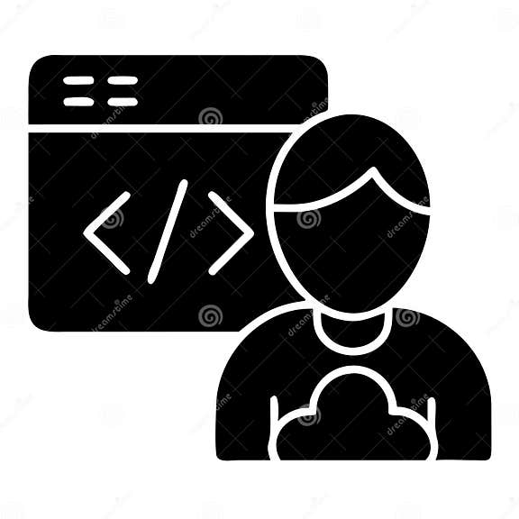 Developer with Coding Symbols and Cloud Vector Graphic for Tech ...