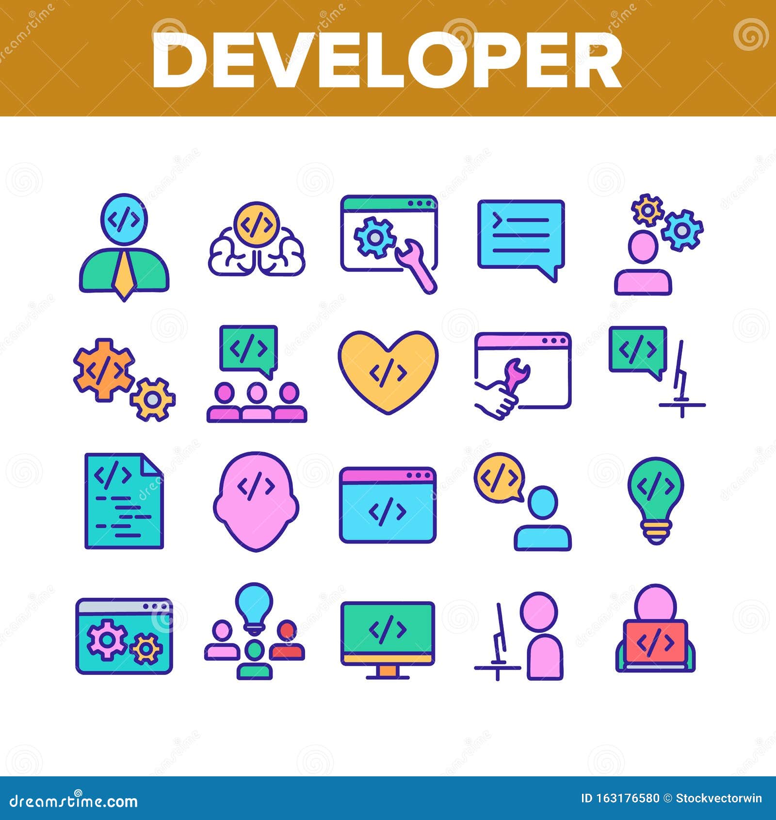 Coder Icons Programmer Computer Software Expert Input Ends Execute Cluster Bugs Fix Testing