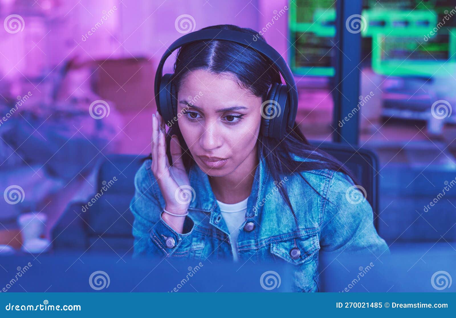 Developer, Computer or Headphones in Neon Coding for Cybersecurity Iot ...