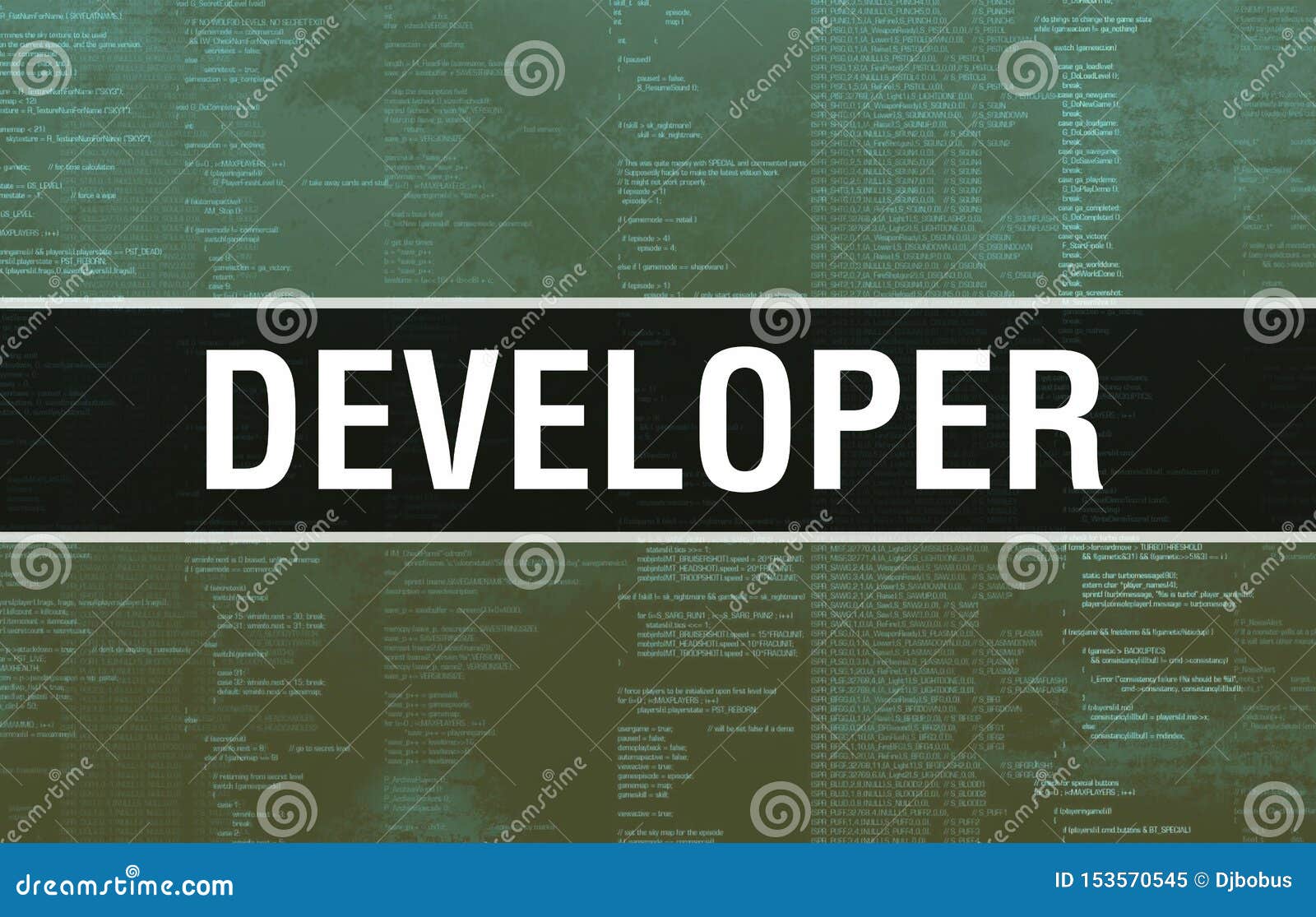 Developer Concept With Random Parts Of Program Code Developer With Programming Code Abstract