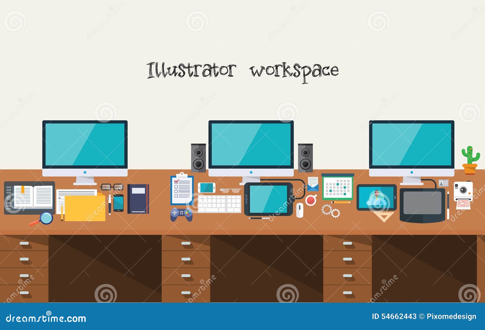 Developer or Designer Workspace Stock Illustration - Illustration of ...