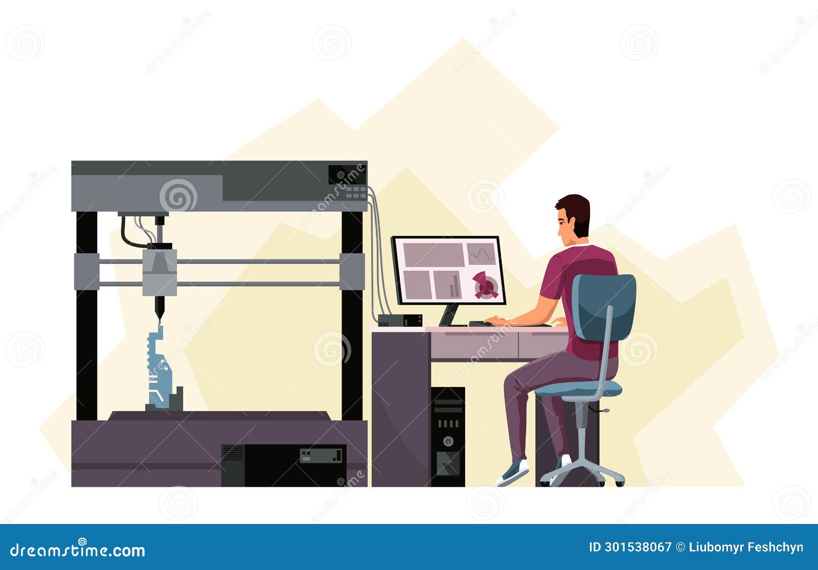 Developer and Engineer Using 3d Printer for Creating Model in ...