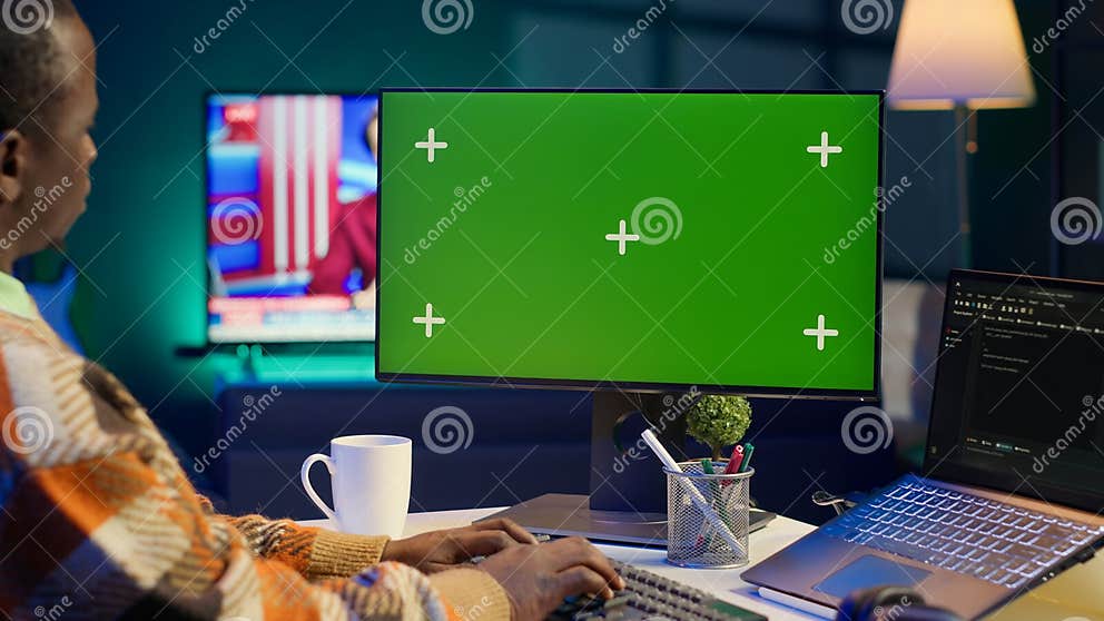 Developer Enters Binary Data on Terminal Panel Next To Isolated Mockup ...