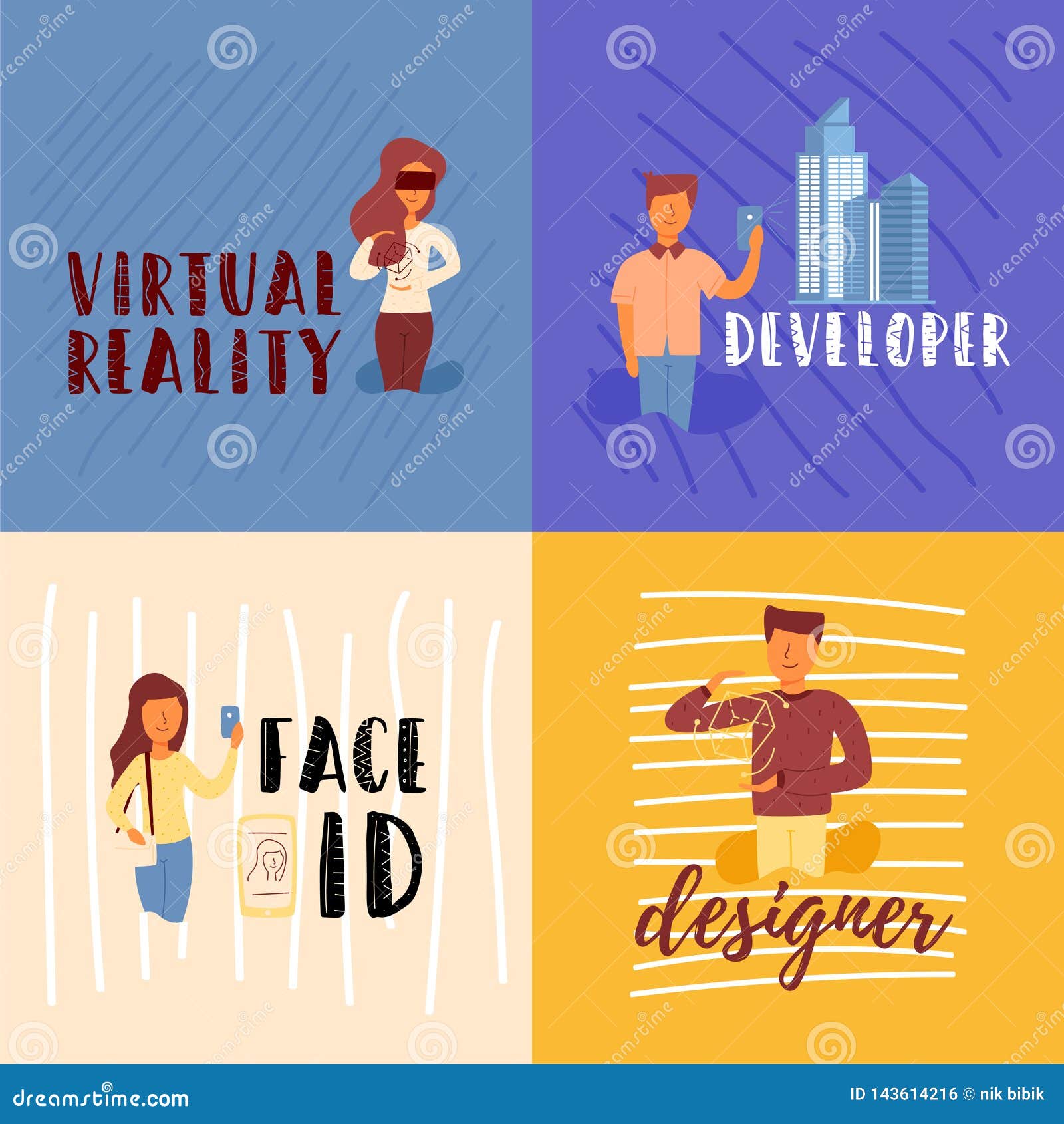 Developer Face ID Designer. Stock Vector - Illustration of buildings ...