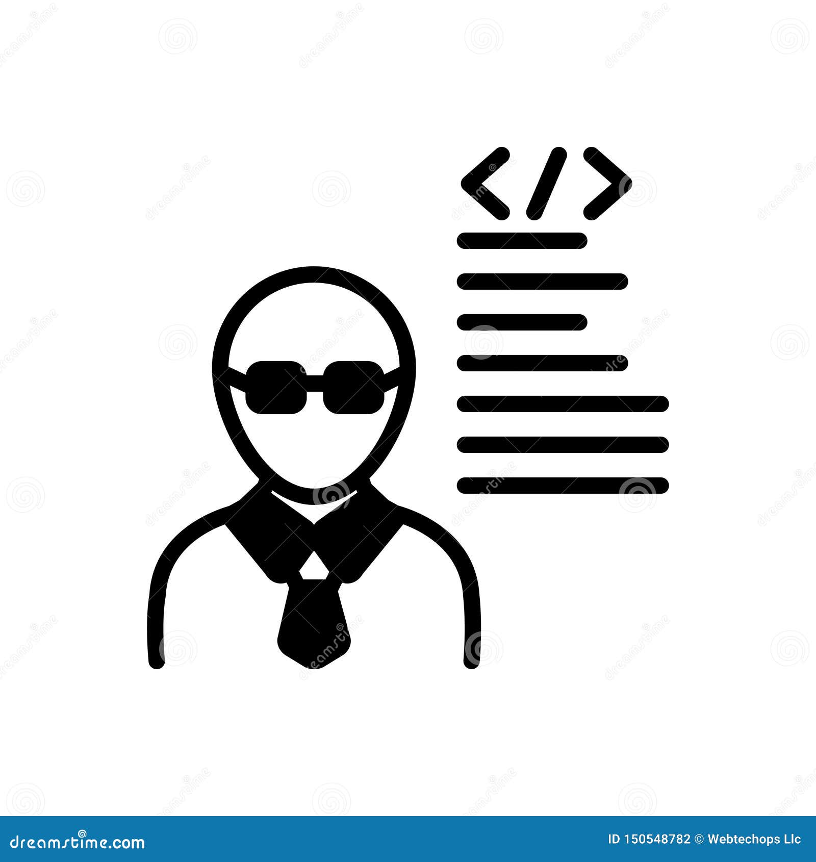 Black Solid Icon for Developer, Programmer and Man Stock Vector ...