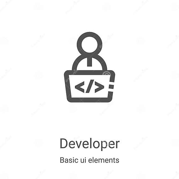 Developer Icon Vector from Basic Ui Elements Collection. Thin Line ...