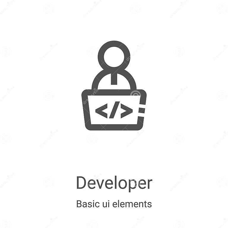 Developer Icon Vector from Basic Ui Elements Collection. Thin Line ...