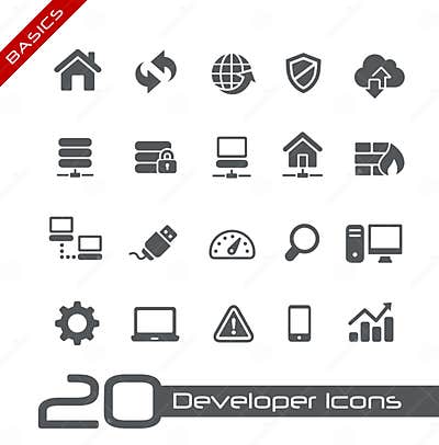 Developer Icons // Basics stock vector. Illustration of globe - 48724524