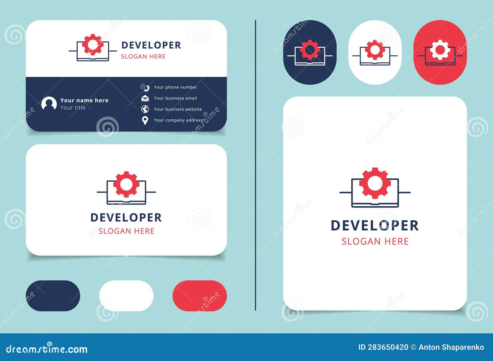 Developer Logo Design with Editable Slogan. Branding Book and Business ...