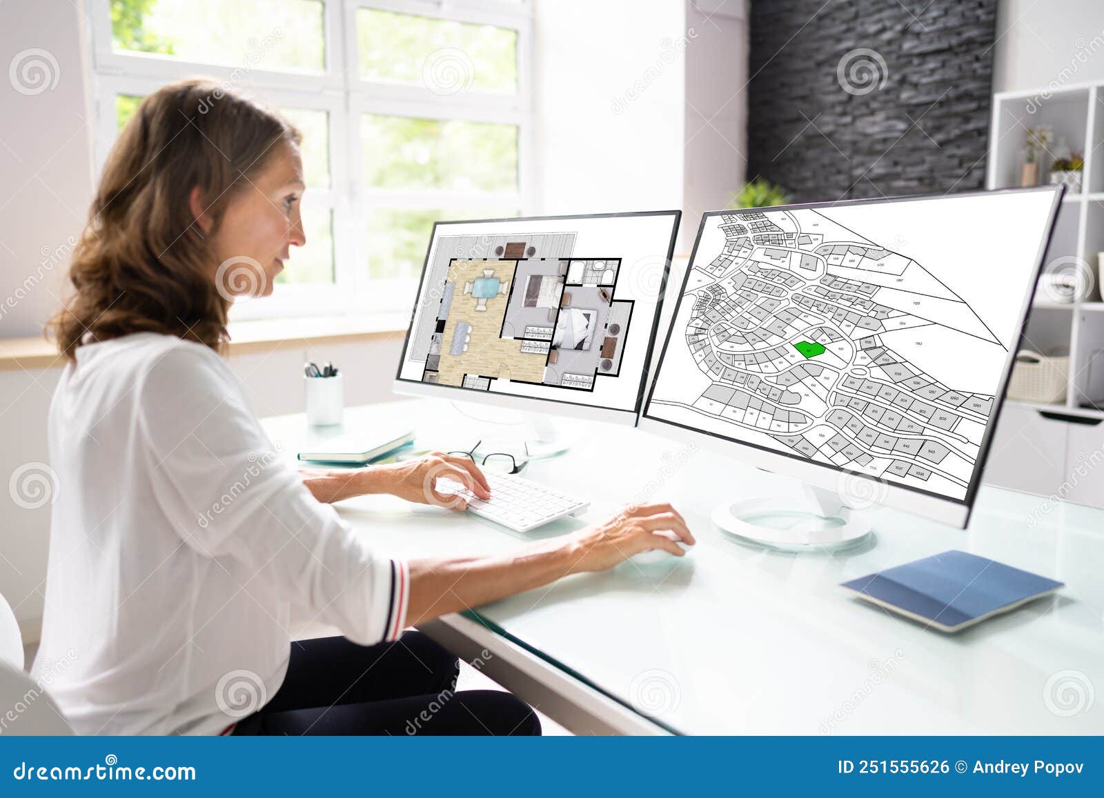 Developer Looking at Land Plot Map Stock Photo - Image of locate ...