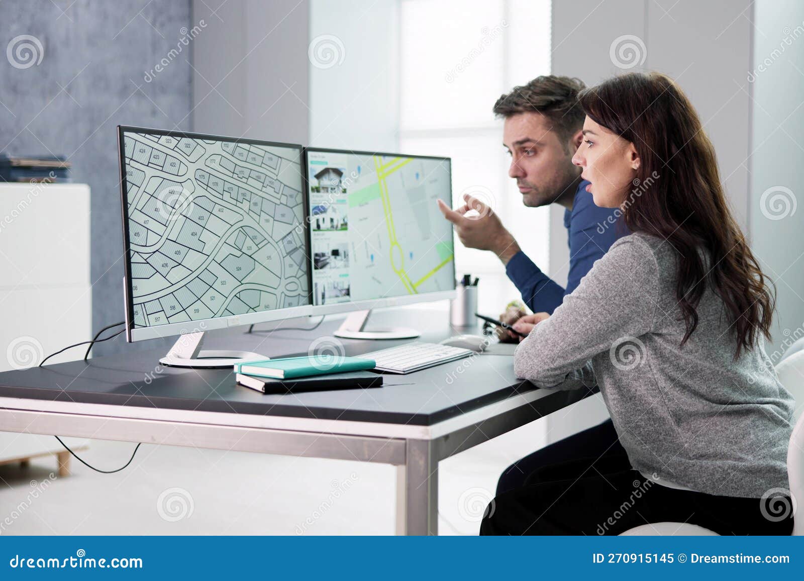 Developer Looking at Land Plot Map Stock Image - Image of cadastre ...
