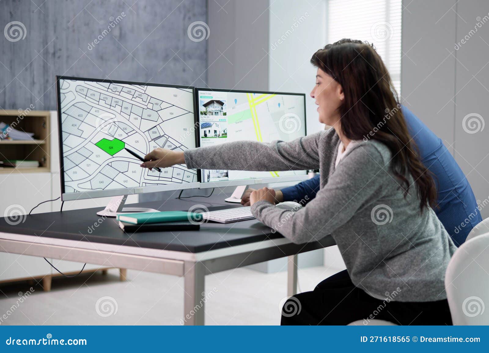 Developer Looking at Land Plot Map Stock Image - Image of building ...