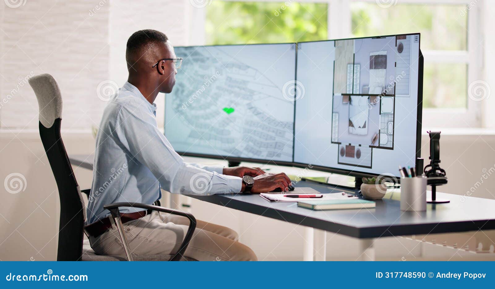 Developer Looking at Land Plot Map Stock Photo - Image of city, african ...