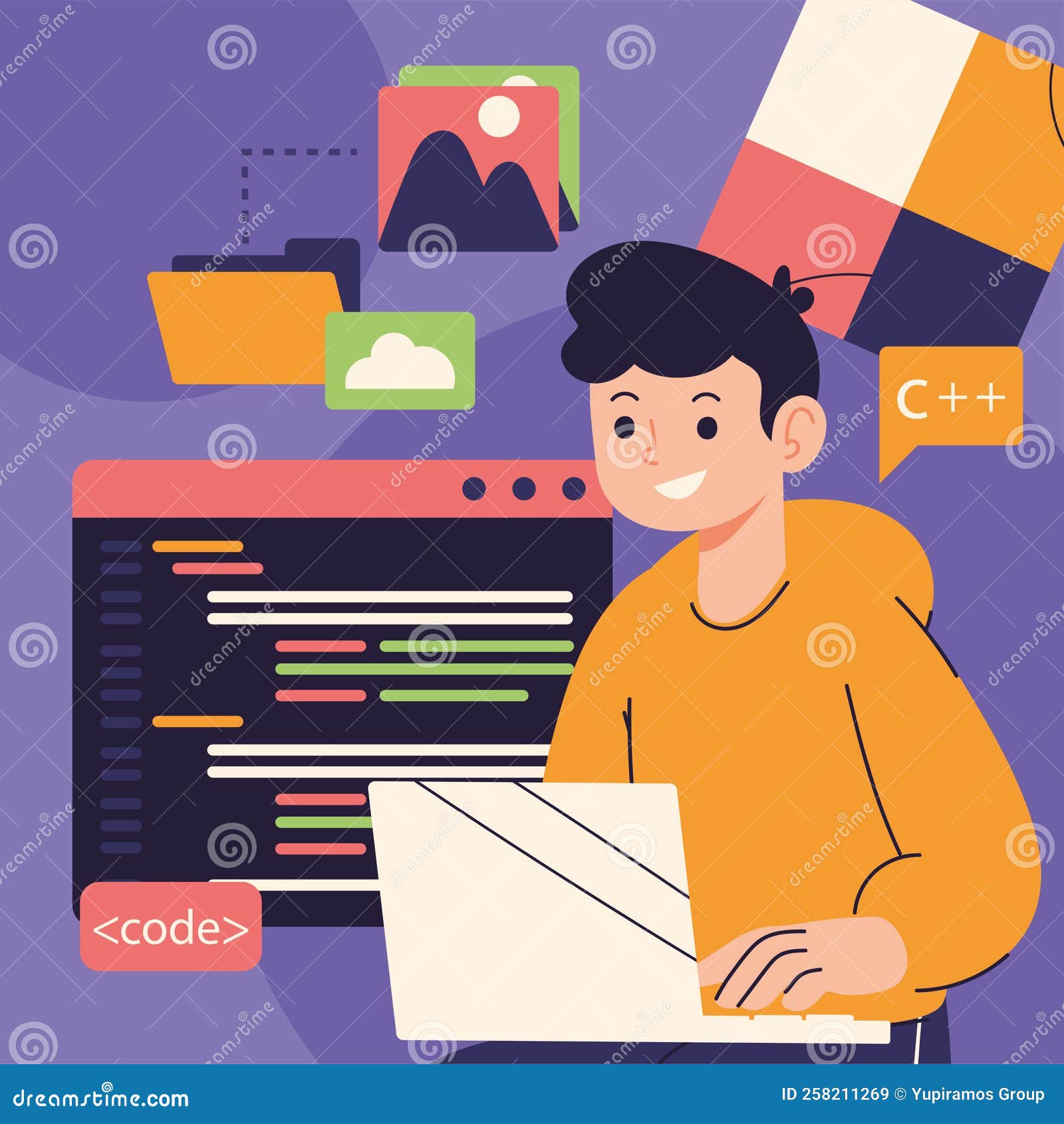 Developer man software stock vector. Illustration of technology - 258211269