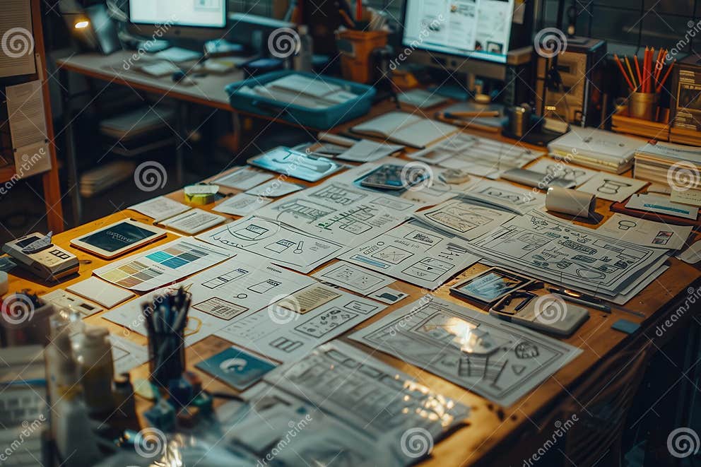 Developer Office Full of Algorithm and Workflow Documents. Ux Ui ...
