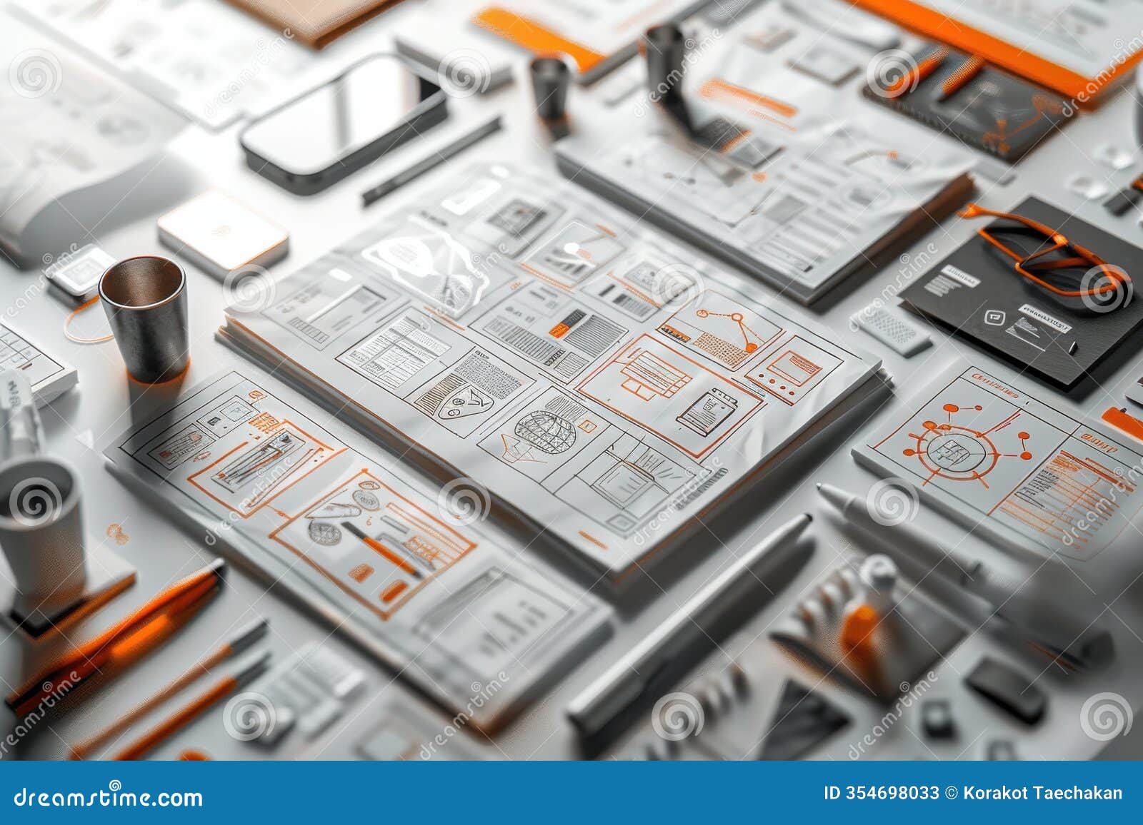 Developer Office Full of Algorithm and Workflow Documents. Ux Ui Designer Concept Stock Image ...