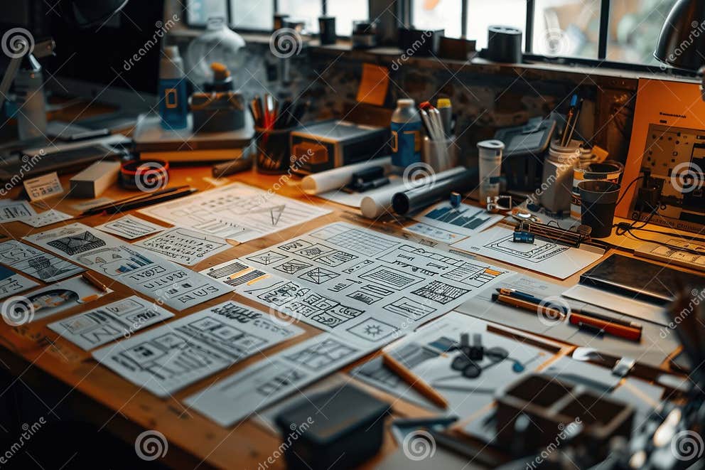 Developer Office Full of Algorithm and Workflow Documents. Ux Ui ...