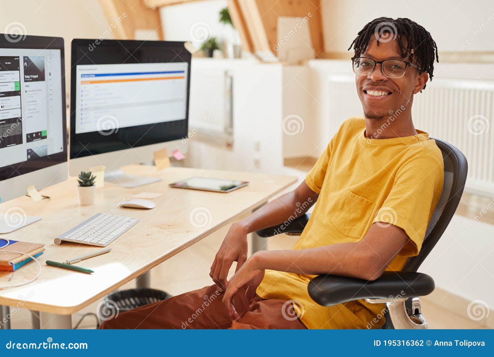 Developer at office stock photo. Image of occupation - 195316362