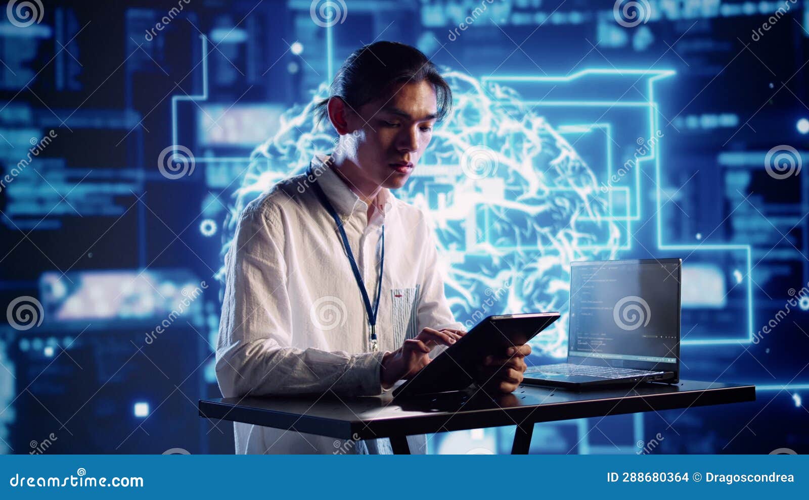 Developer Performs AI Simulations Stock Footage - Video of autonomous, information: 288680364