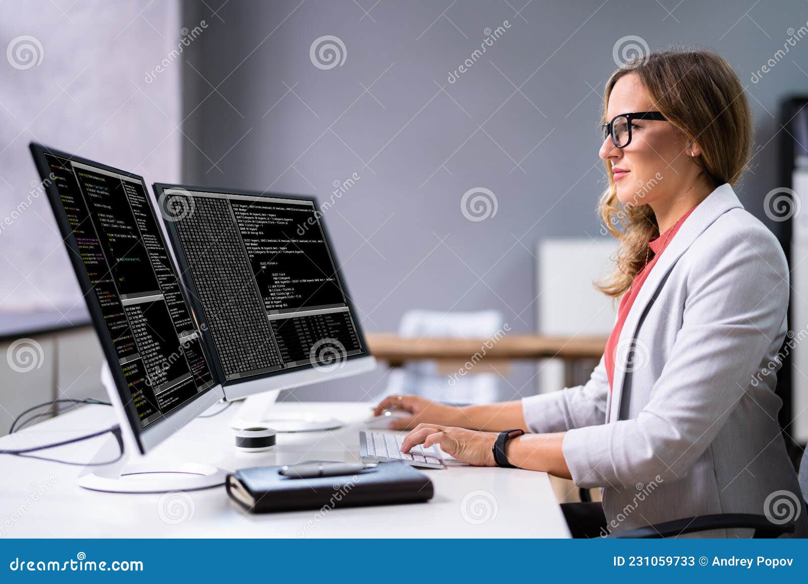 Developer Programmer Woman Coding Software Stock Image Image Of Desk Coding 231059733