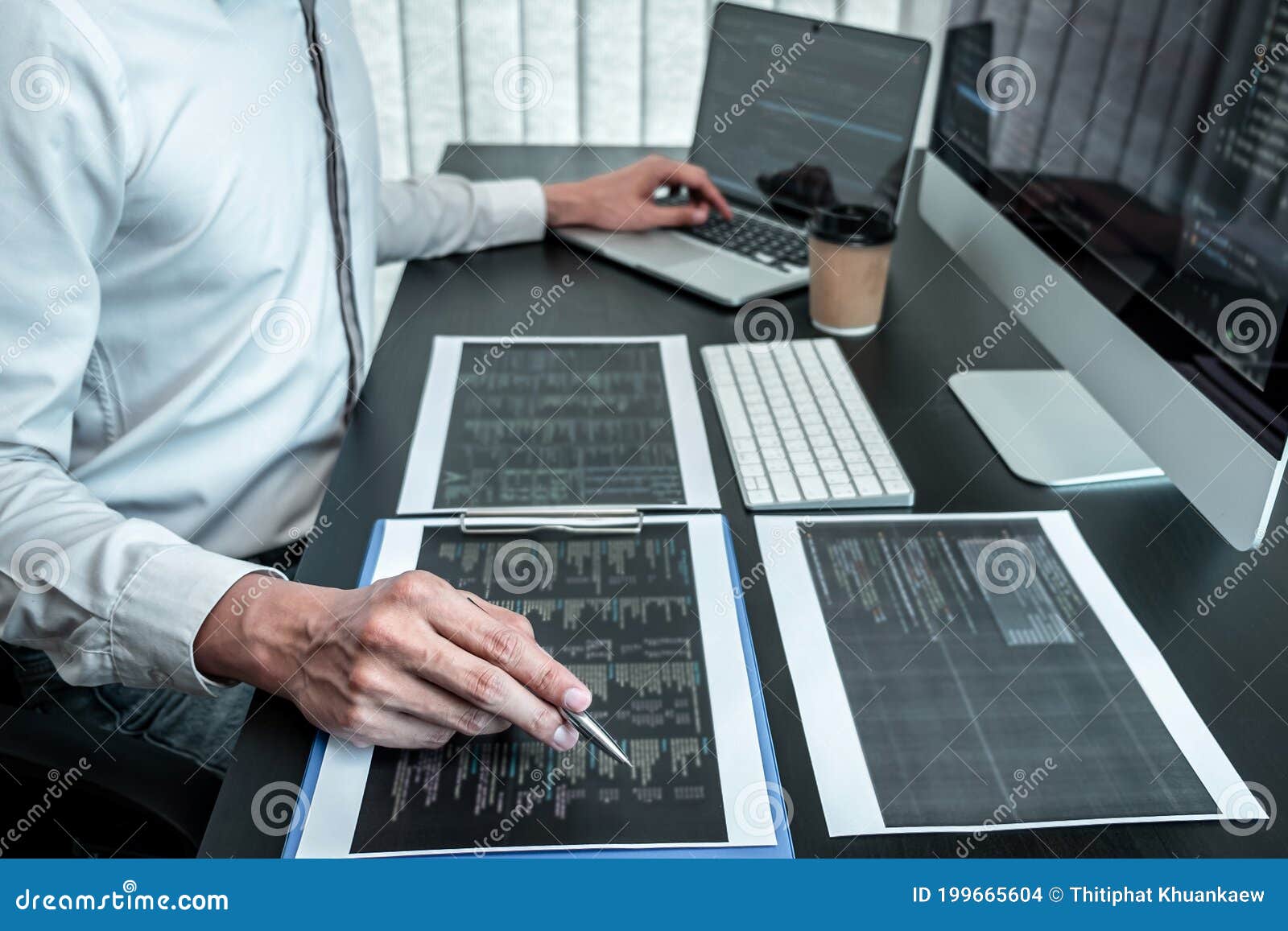 Developer Programmer Working On Coding Program Software Computer In Office Writing Website And
