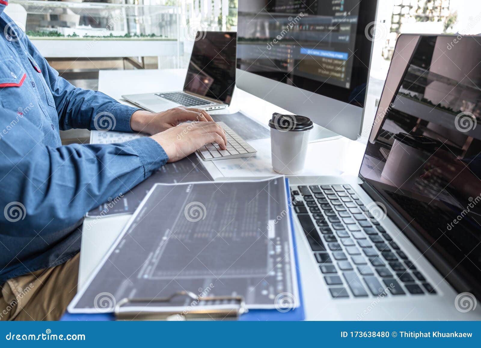 Developer Programmer Working on Project in Software Development ...